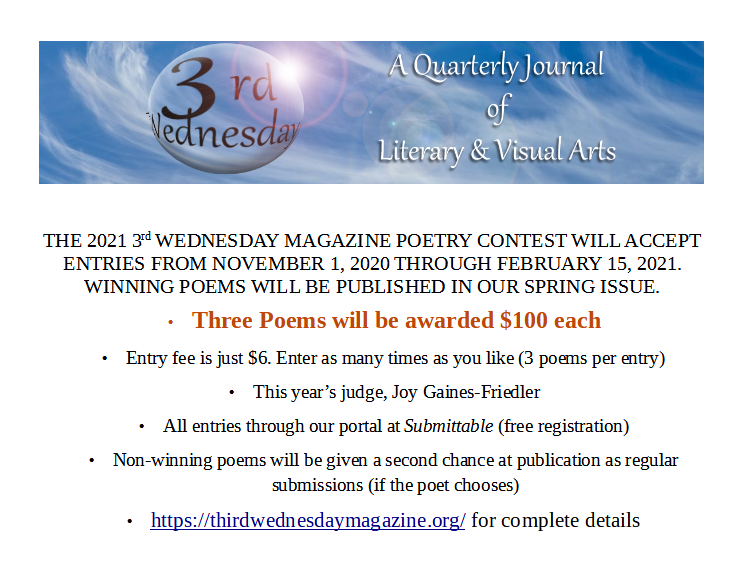 3rd Wednesday Magazine’s Annual Poetry Contest – Third Wednesday Magazine
