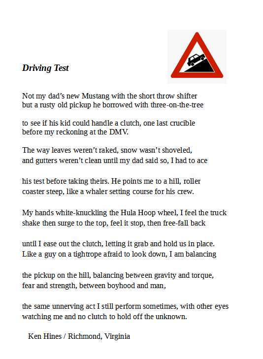 Driving Test / Ken Hines – Third Wednesday Magazine