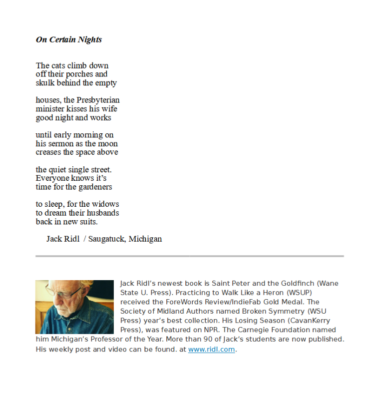 On Certain Nights / Jack Ridl – Third Wednesday Magazine