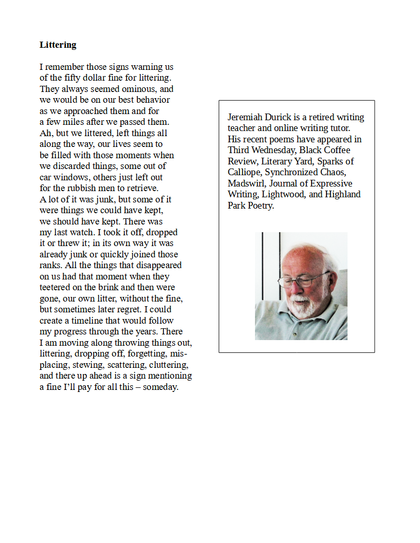 Littering / Jeremiah Durick – Third Wednesday Magazine