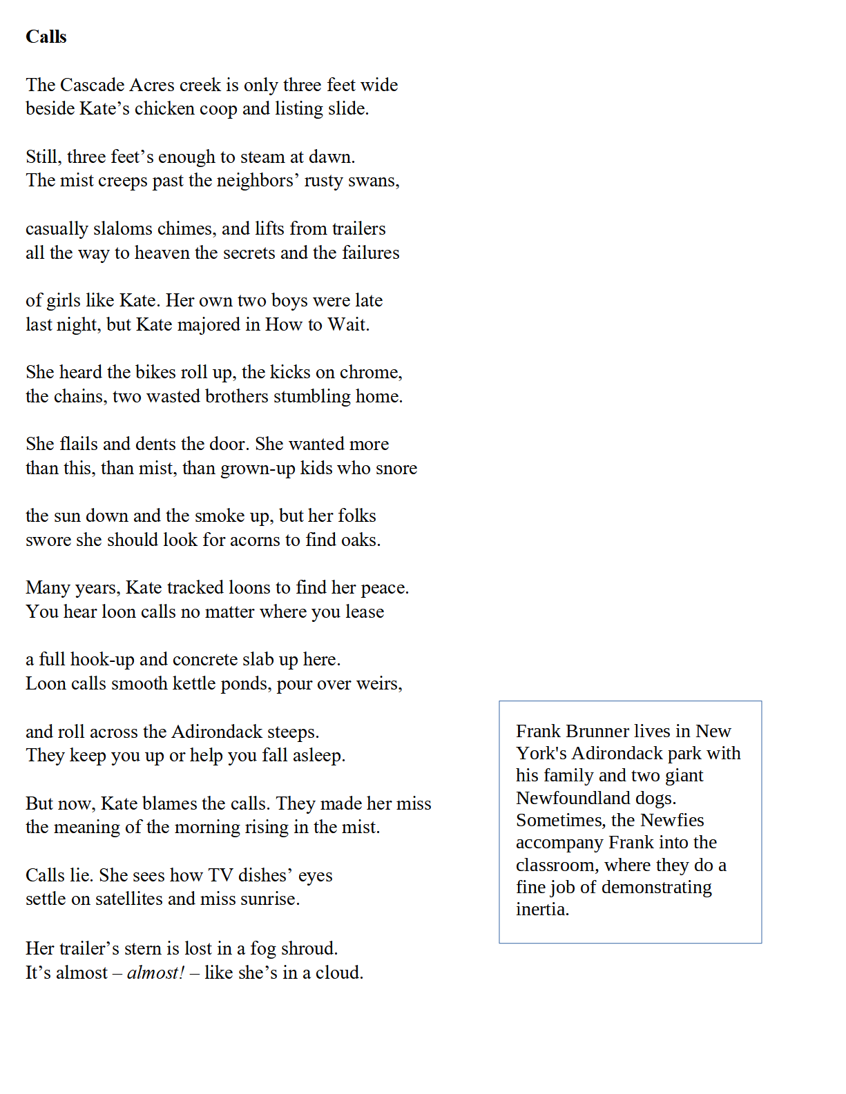 Calls / Frank Brunner – Third Wednesday Magazine