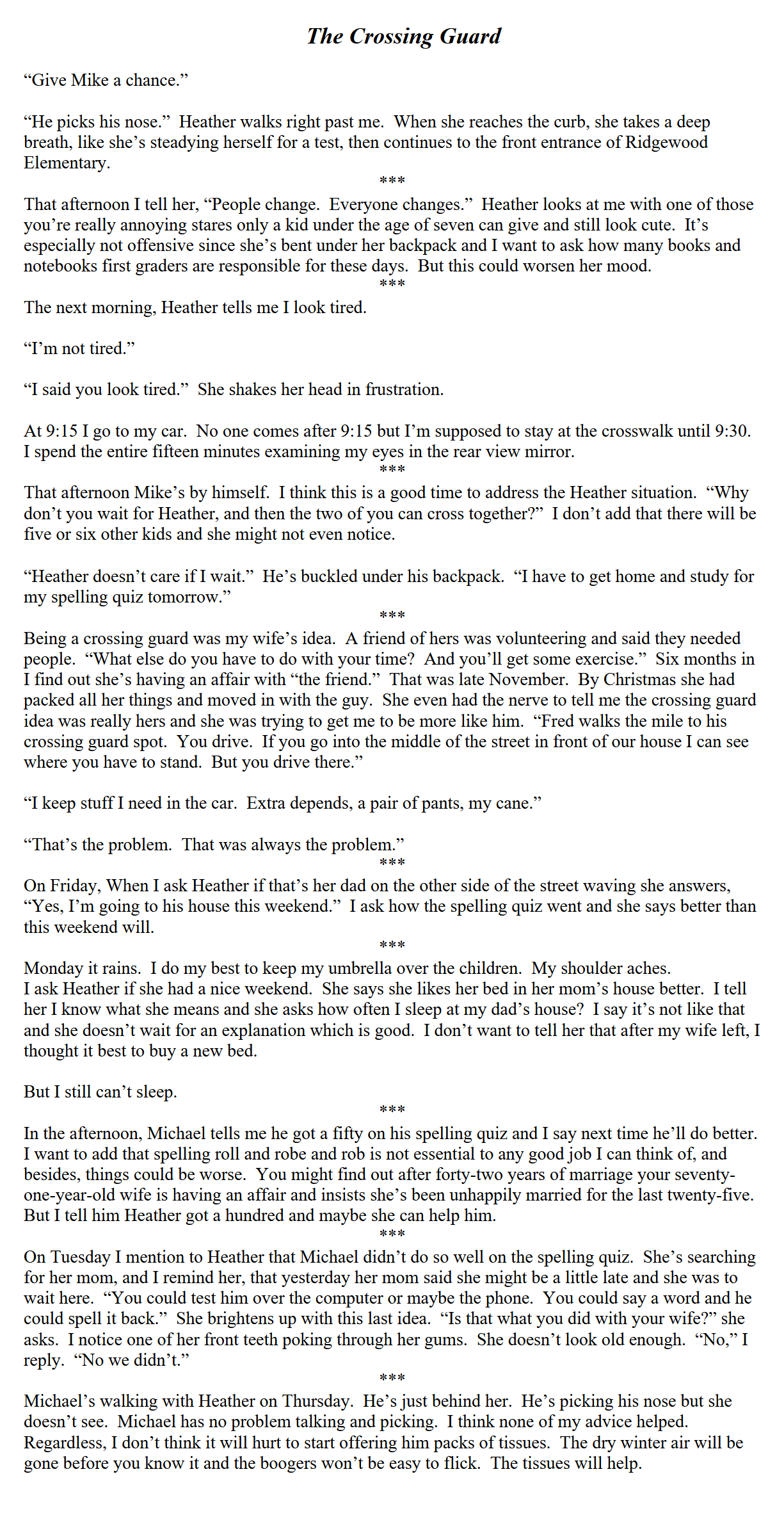 The crossing Guard / Roger D’Agostin – Third Wednesday Magazine