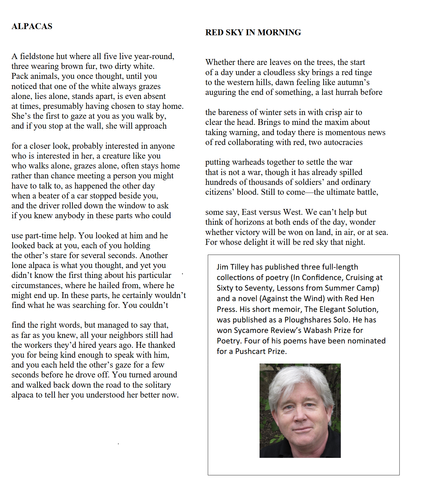 Two Poems by Jim Tilley – Third Wednesday Magazine