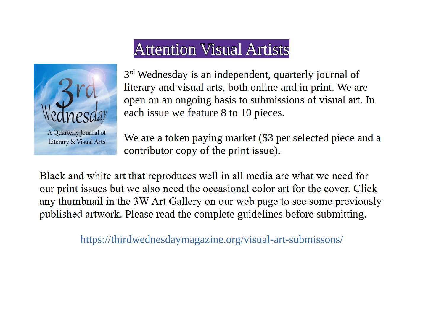 Call for Submissions: Visual Art – Third Wednesday Magazine