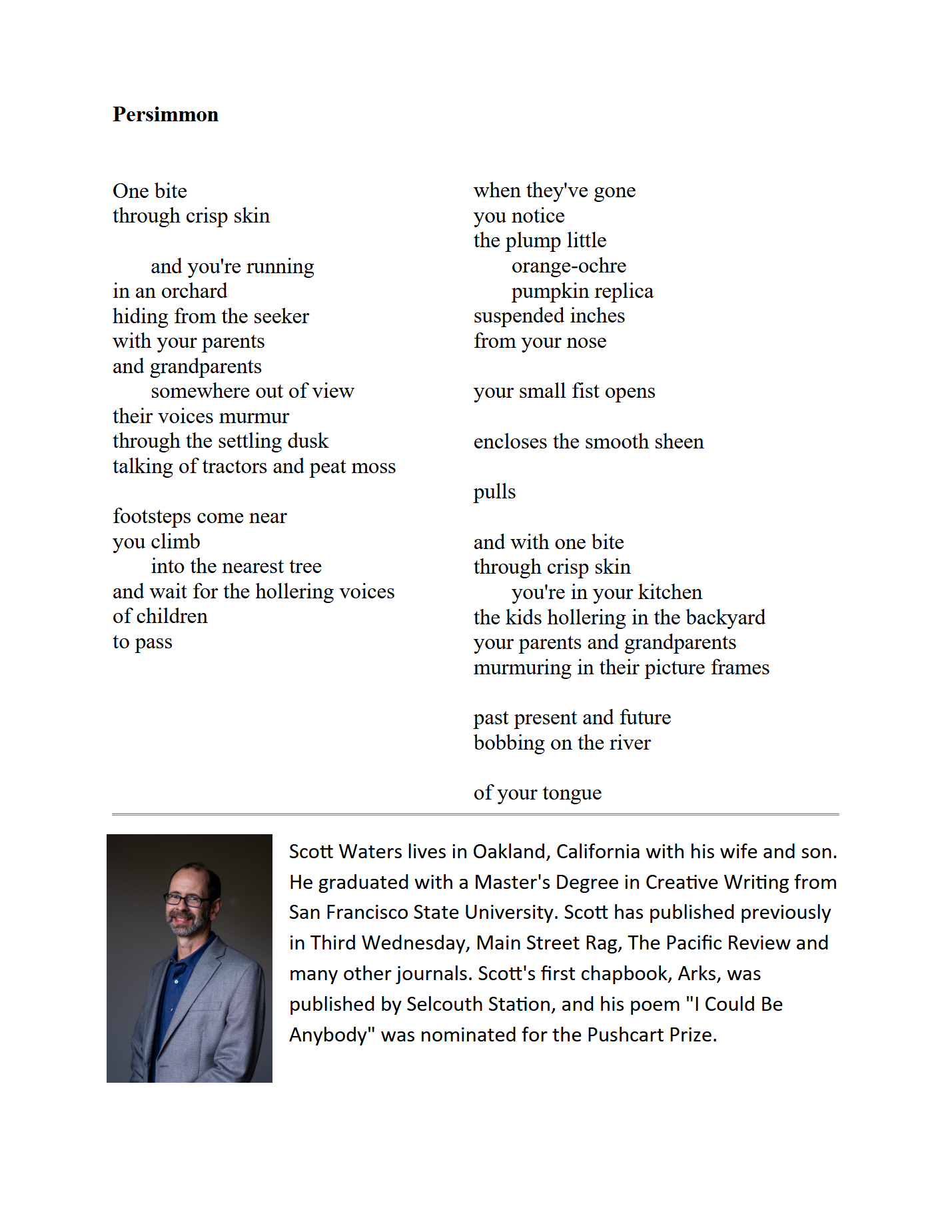 Persimmon / Scott Waters – Third Wednesday Magazine