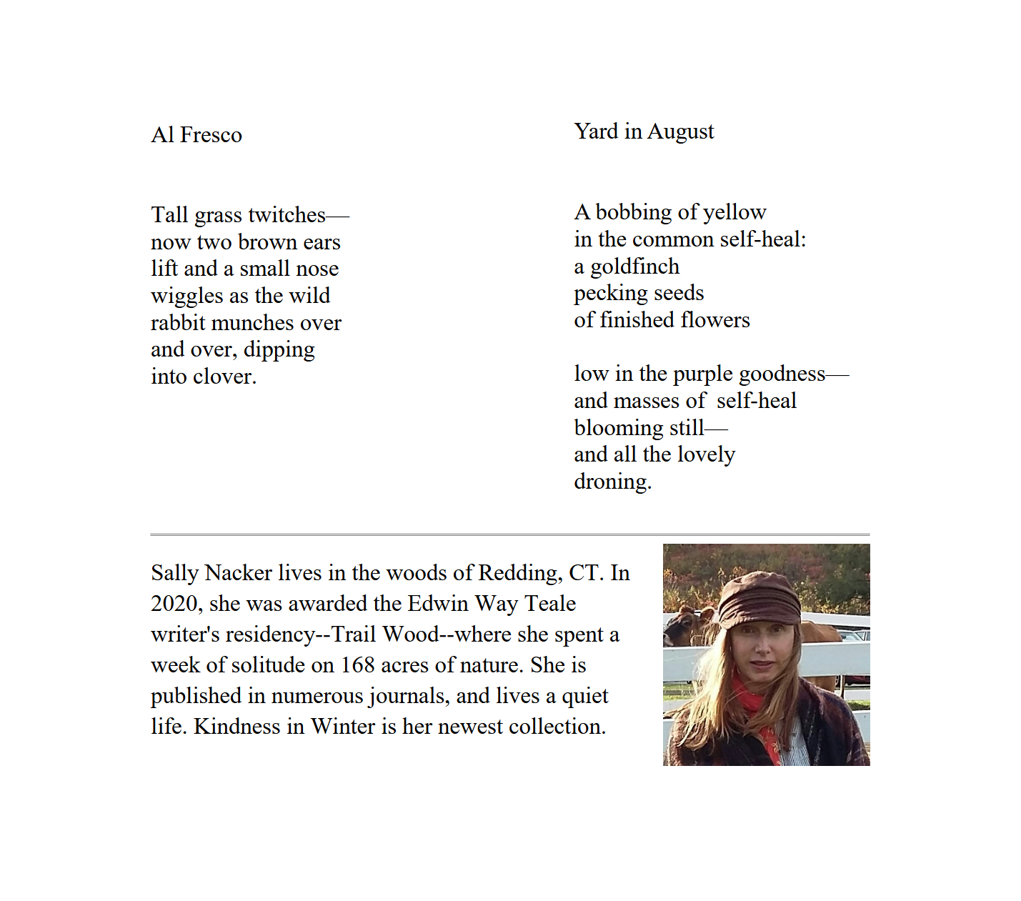 2 Poems by Sally Nacker – Third Wednesday Magazine