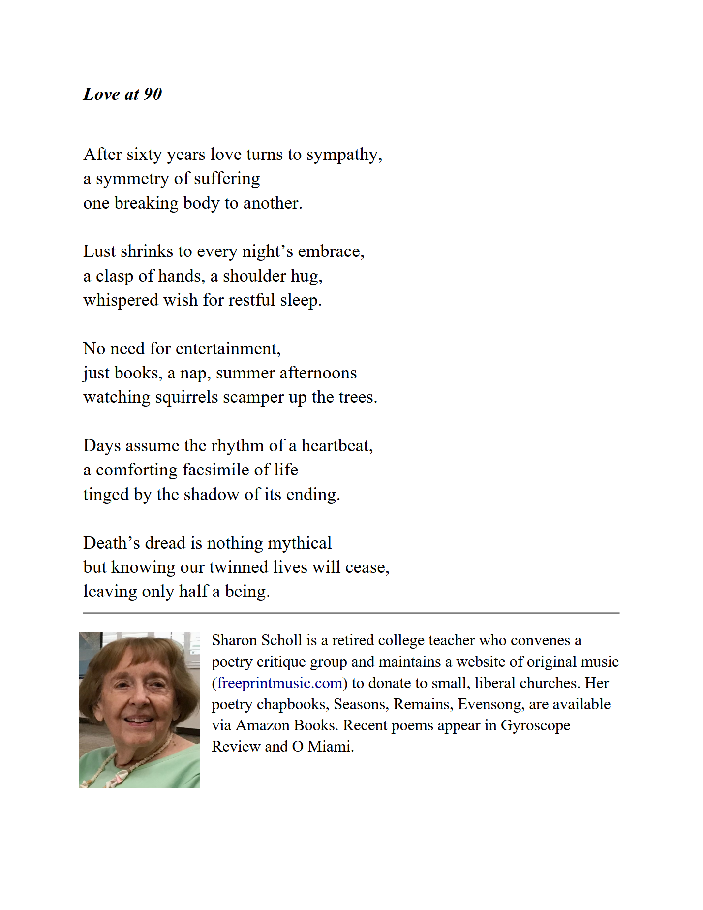Love at 90 / Sharon Scholl – Third Wednesday Magazine