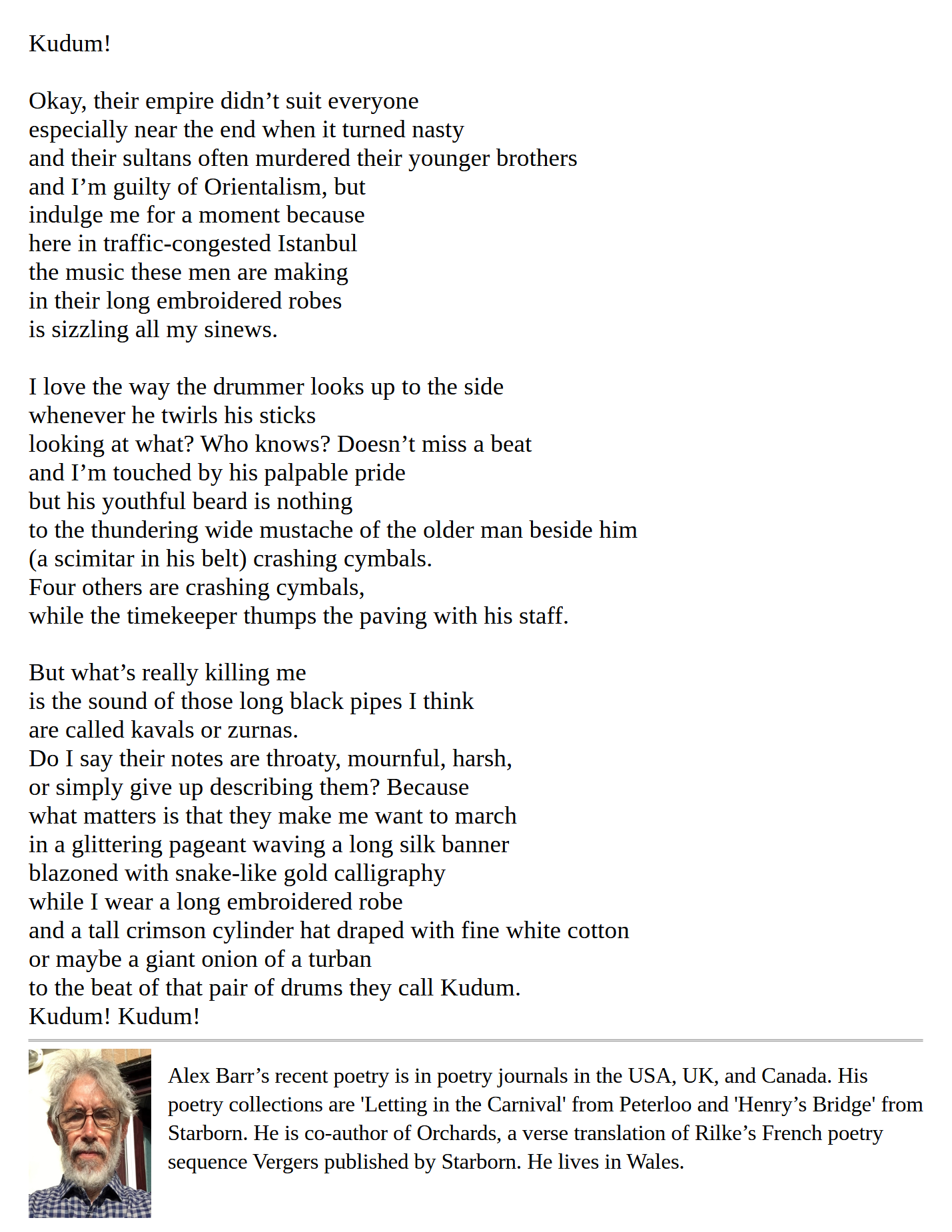 Kudum! / Alexander Barr – Third Wednesday Magazine