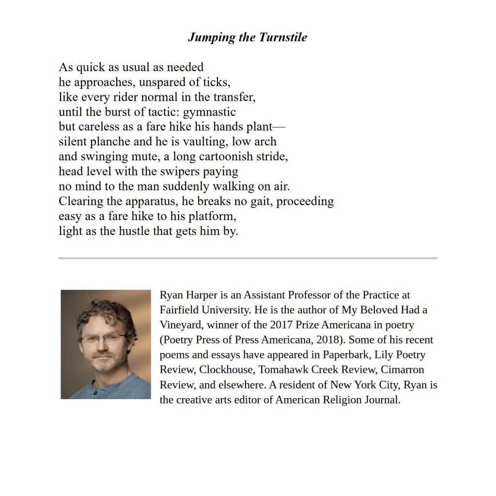 Jumping the Turnstile / Ryan Harper – Third Wednesday Magazine