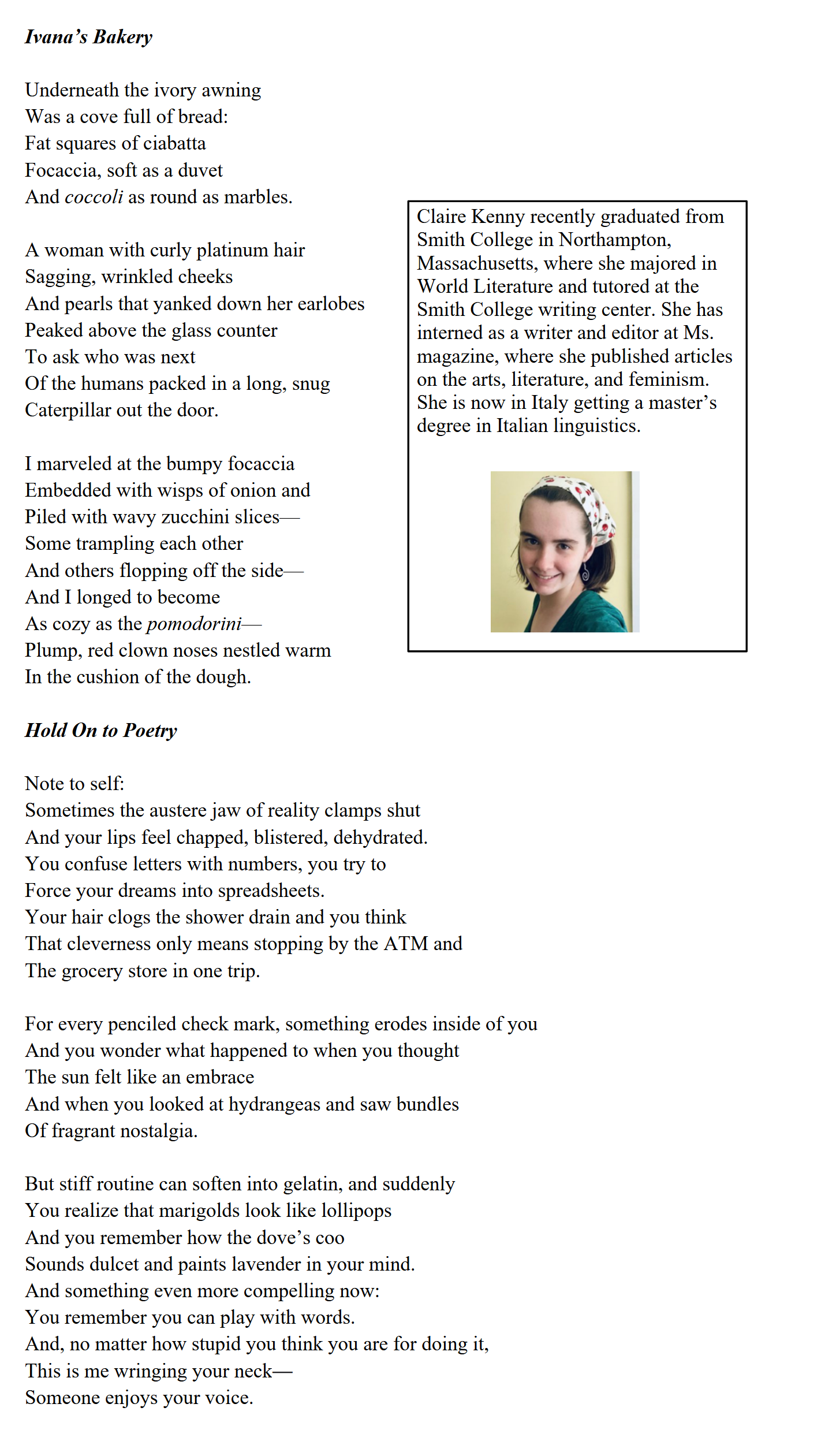 Two Poems by Claire Kenny – Third Wednesday Magazine