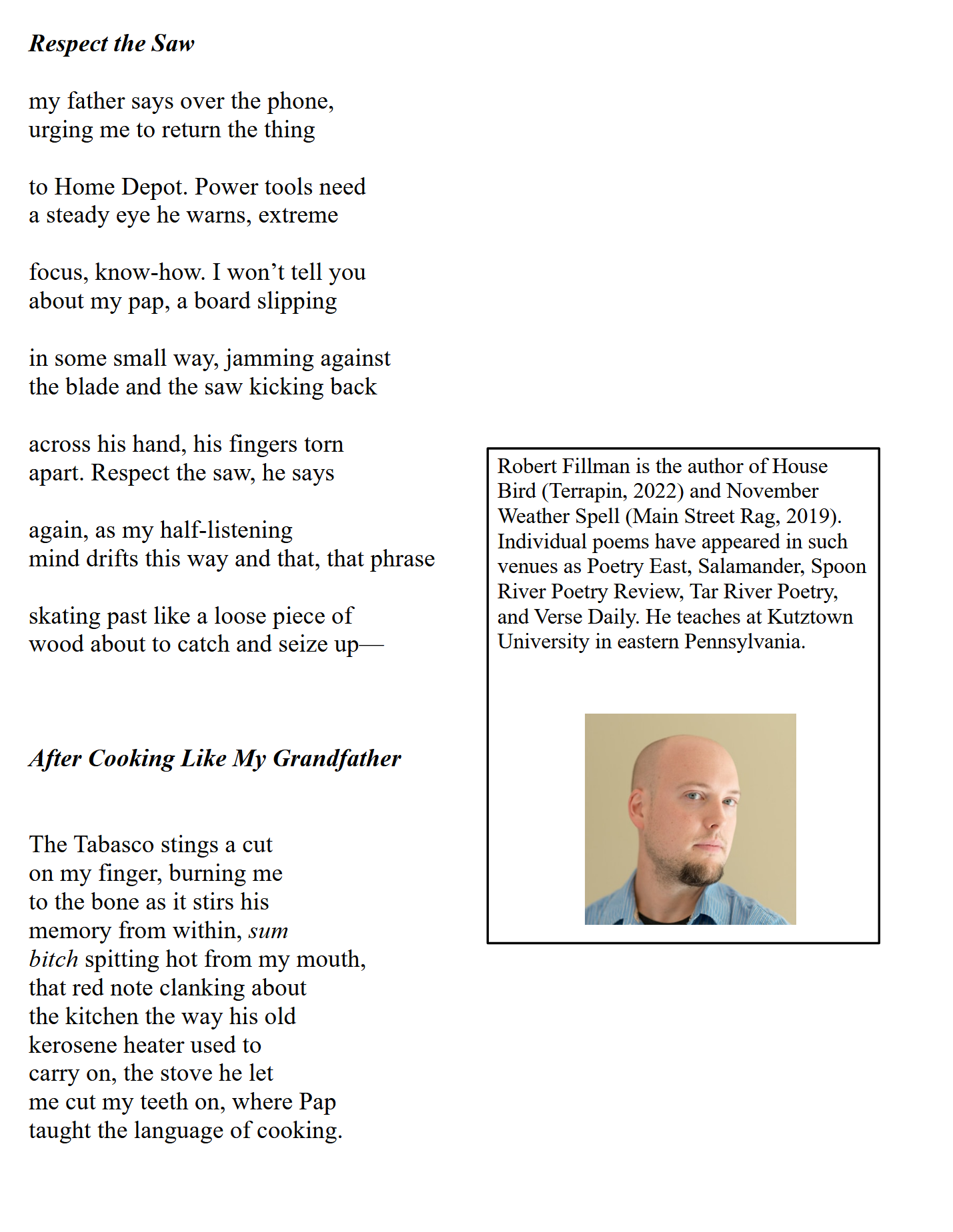 Two Poems by Robert Fillman – Third Wednesday Magazine