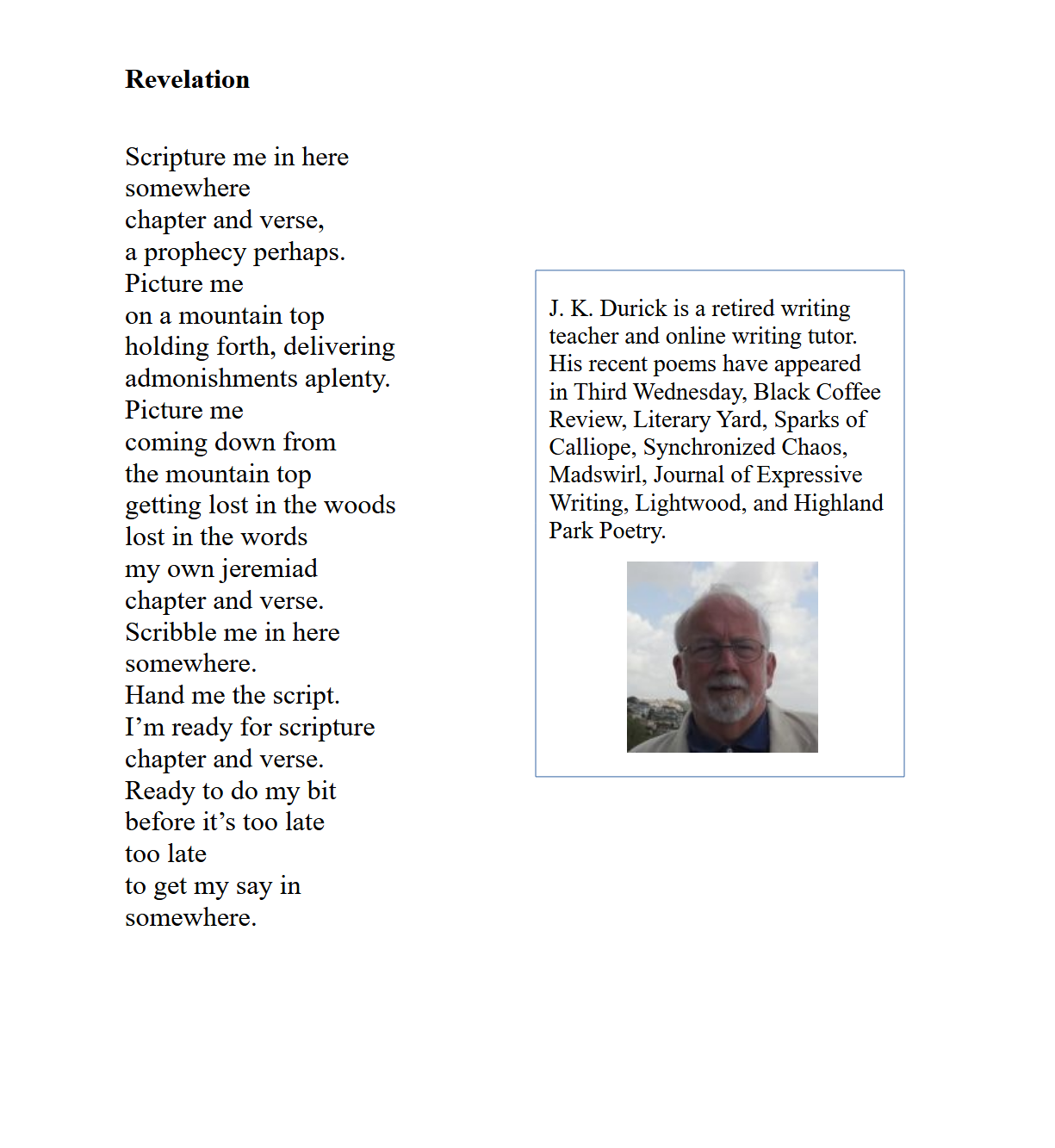 Revelation / Jeremiah Durick – Third Wednesday Magazine