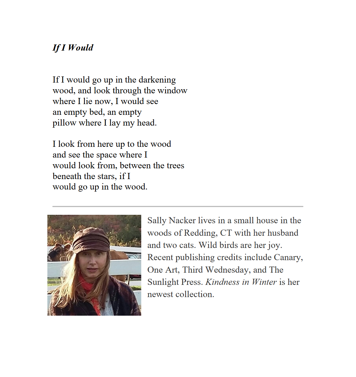 If I Would / Sally Nacker – Third Wednesday Magazine