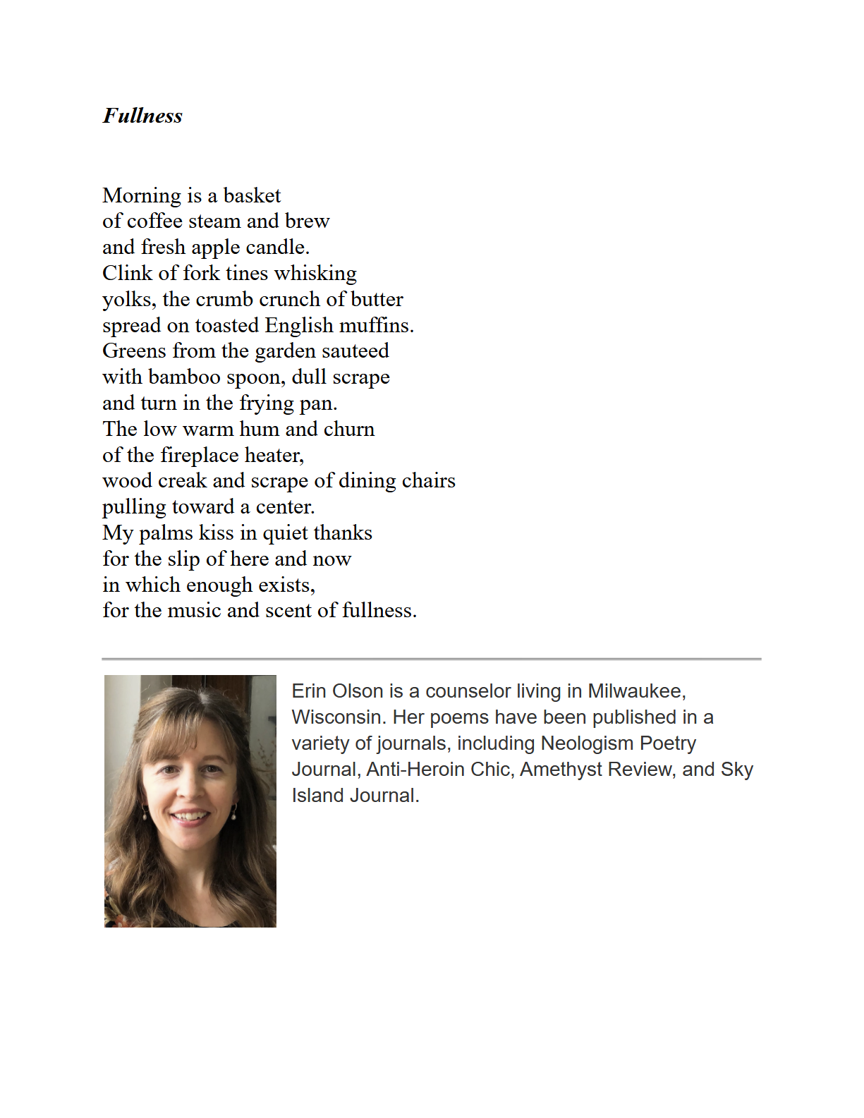 Fullness / Erin Olson – Third Wednesday Magazine