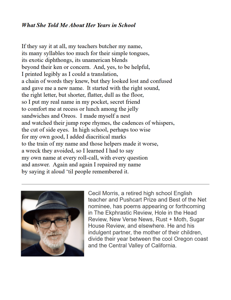 What She Told Me About Her Years in School / Cecil Morris – Third ...