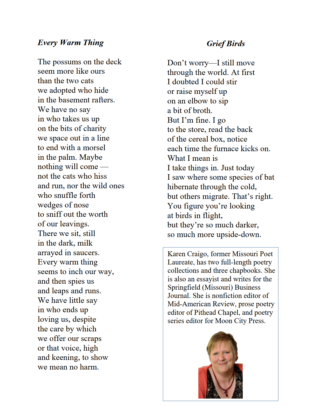 Two Poems / Karen Craigo – Third Wednesday Magazine