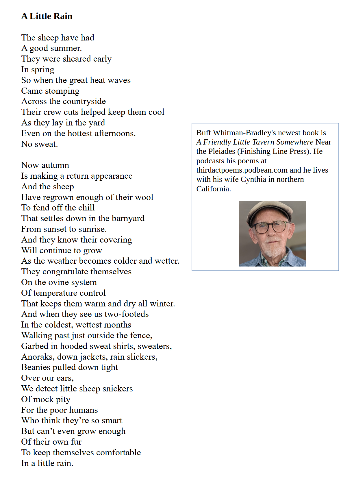 A Little Rain / Buff Whitman-Bradley – Third Wednesday Magazine