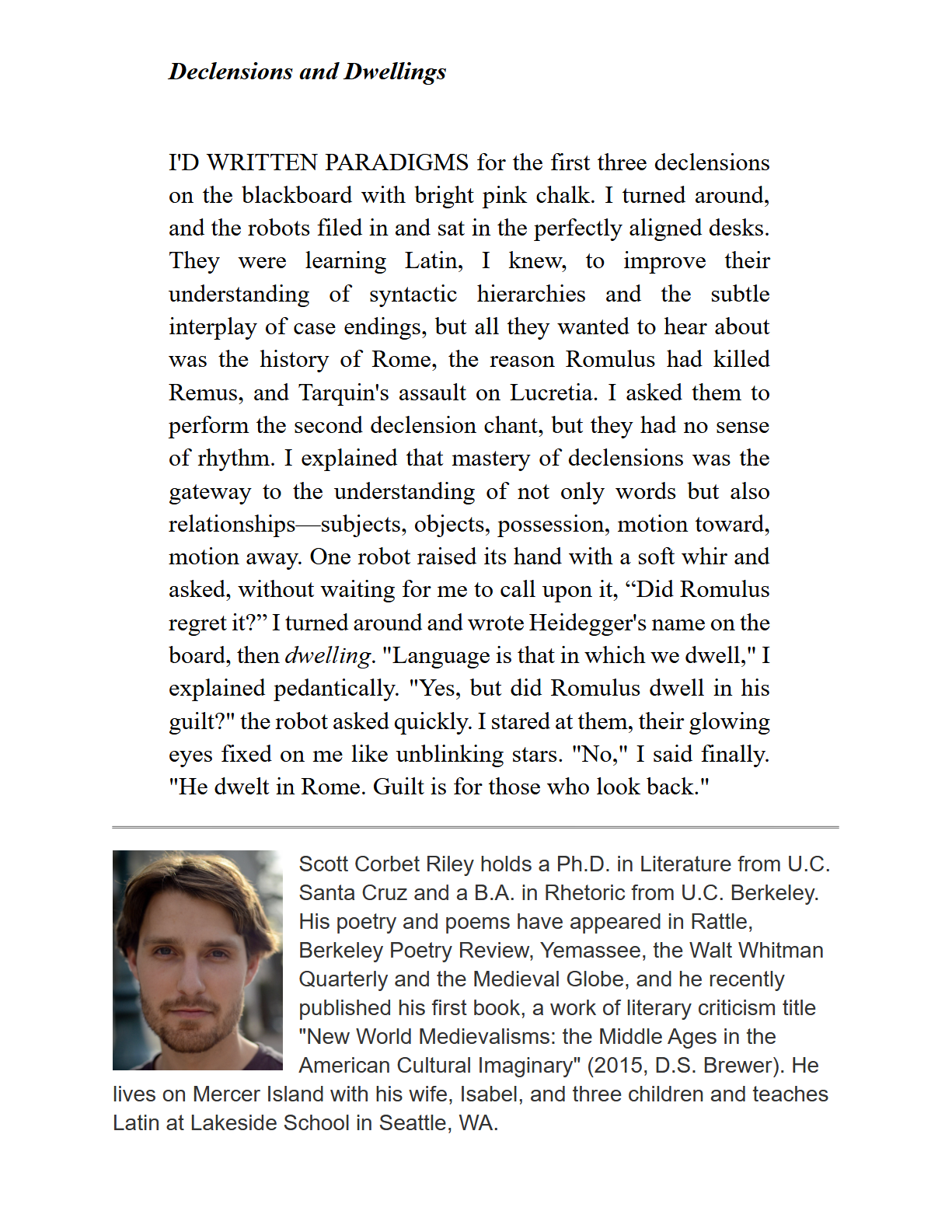 Declensions and Dwellings / Scott Riley – Third Wednesday Magazine