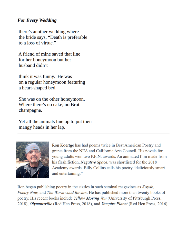 For Every Wedding / Ron Koertge – Third Wednesday Magazine