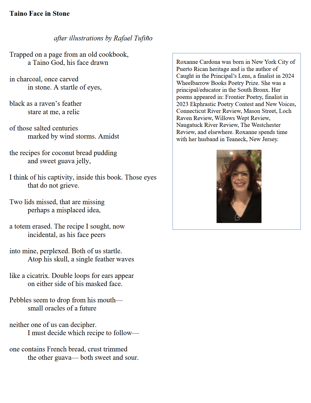 Taino Face in Stone / Roxanne Cardona – Third Wednesday Magazine