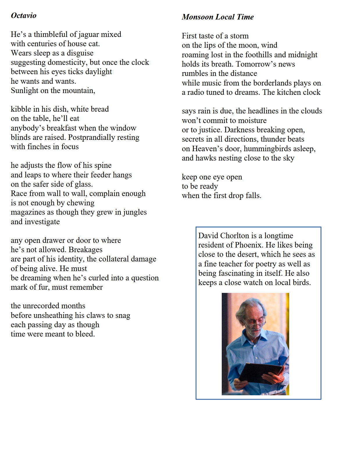 2 Poems by David Chorlton – Third Wednesday Magazine