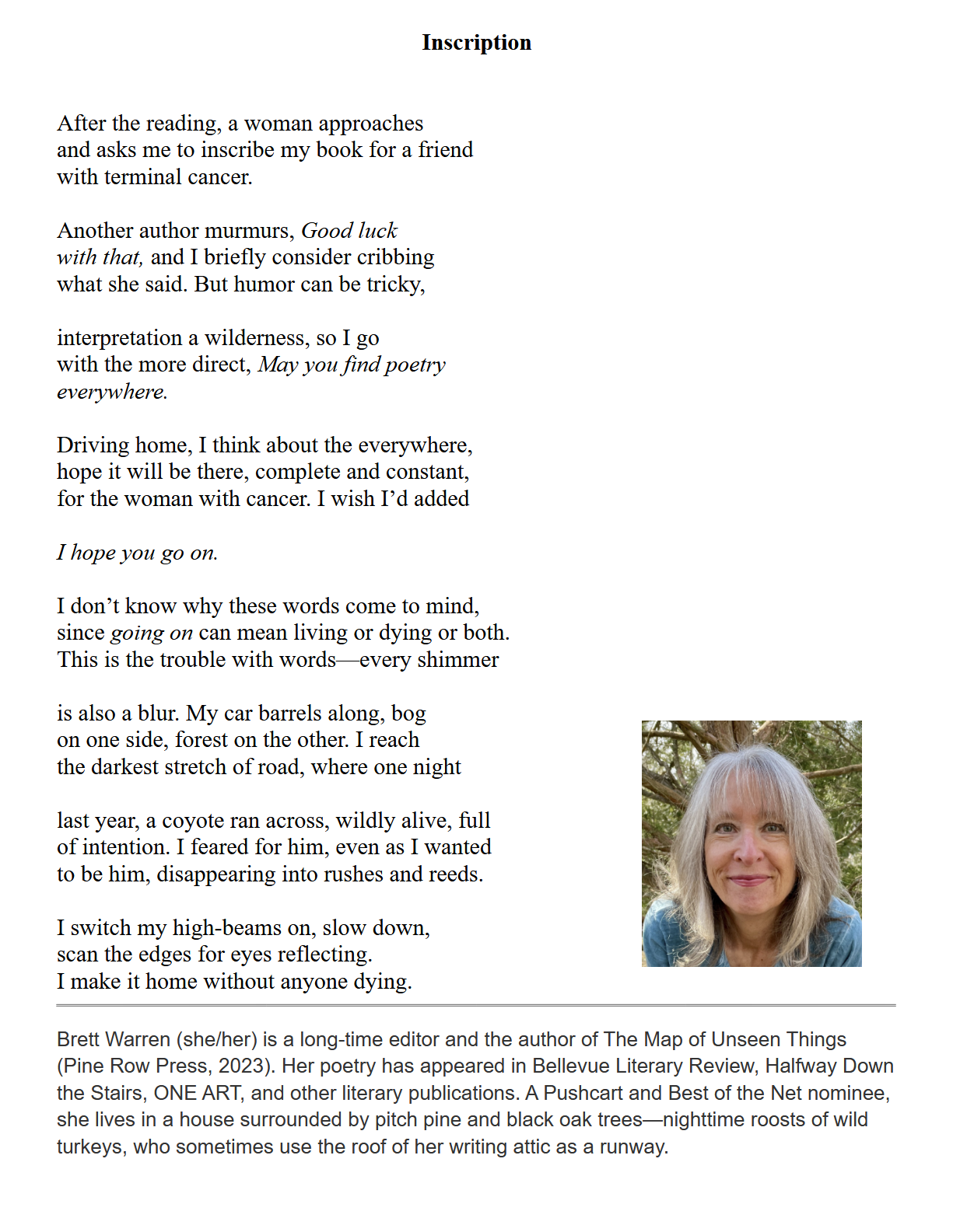 Inscription / Brett Warren – Third Wednesday Magazine