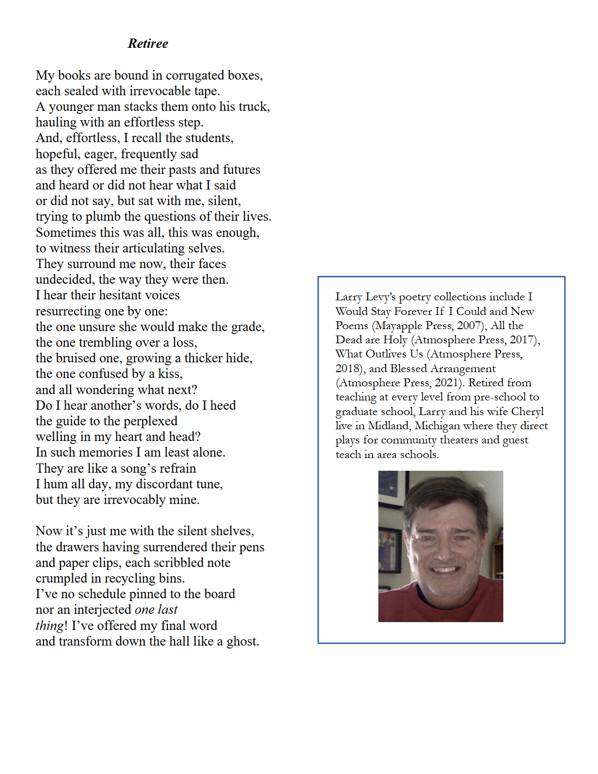 Retiree / Larry Levy – Third Wednesday Magazine