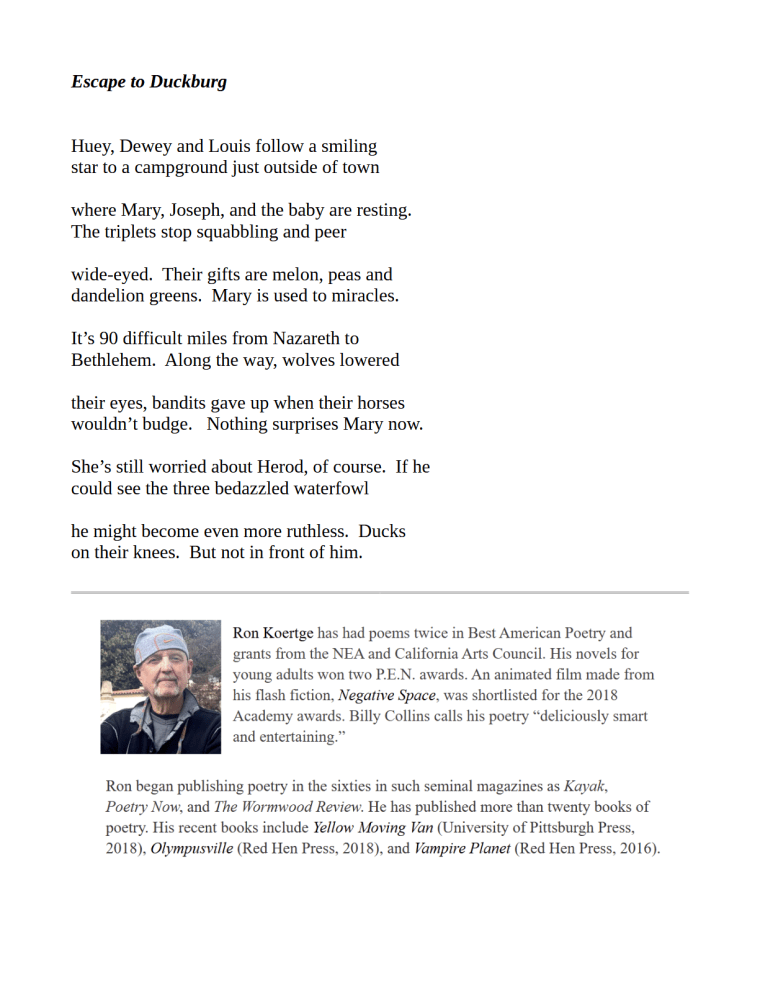 Escape to Duckburg / Ron Koertge – Third Wednesday Magazine
