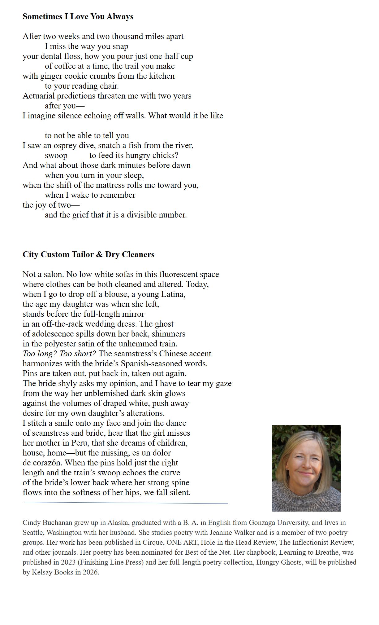 Two Poems by Cindy Buchanan – Third Wednesday Magazine