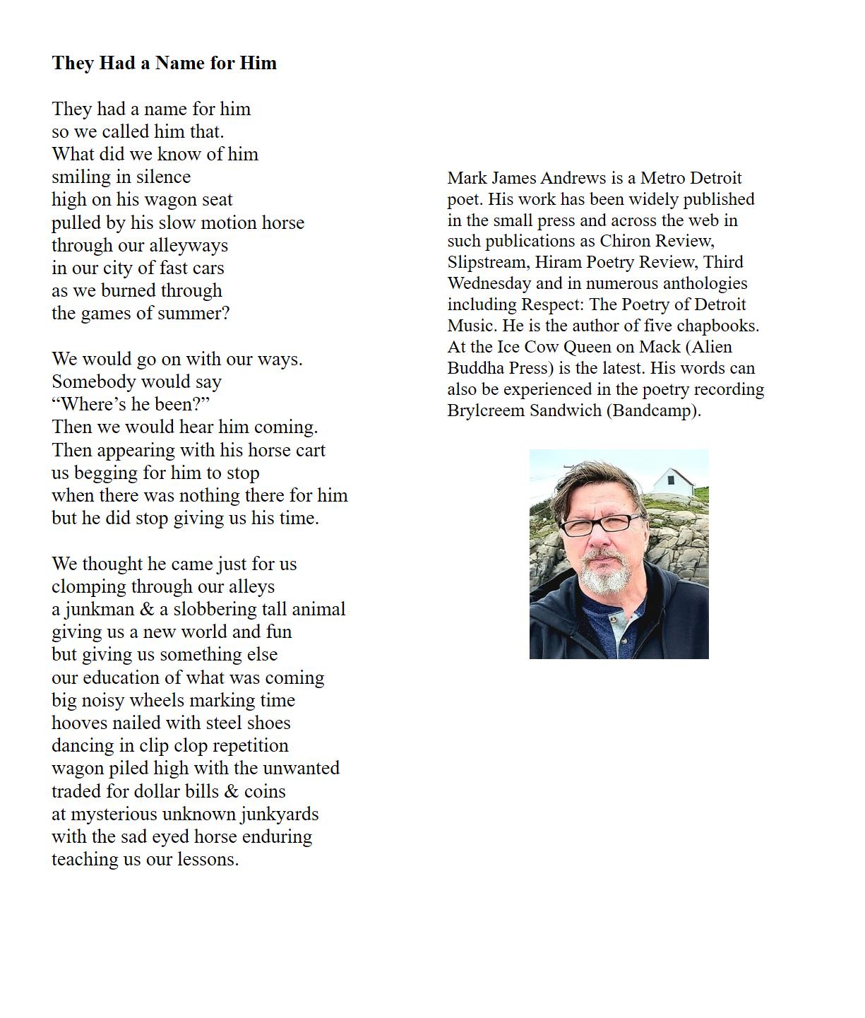 They Had a Name for Him / Mark James Andrews – Third Wednesday Magazine