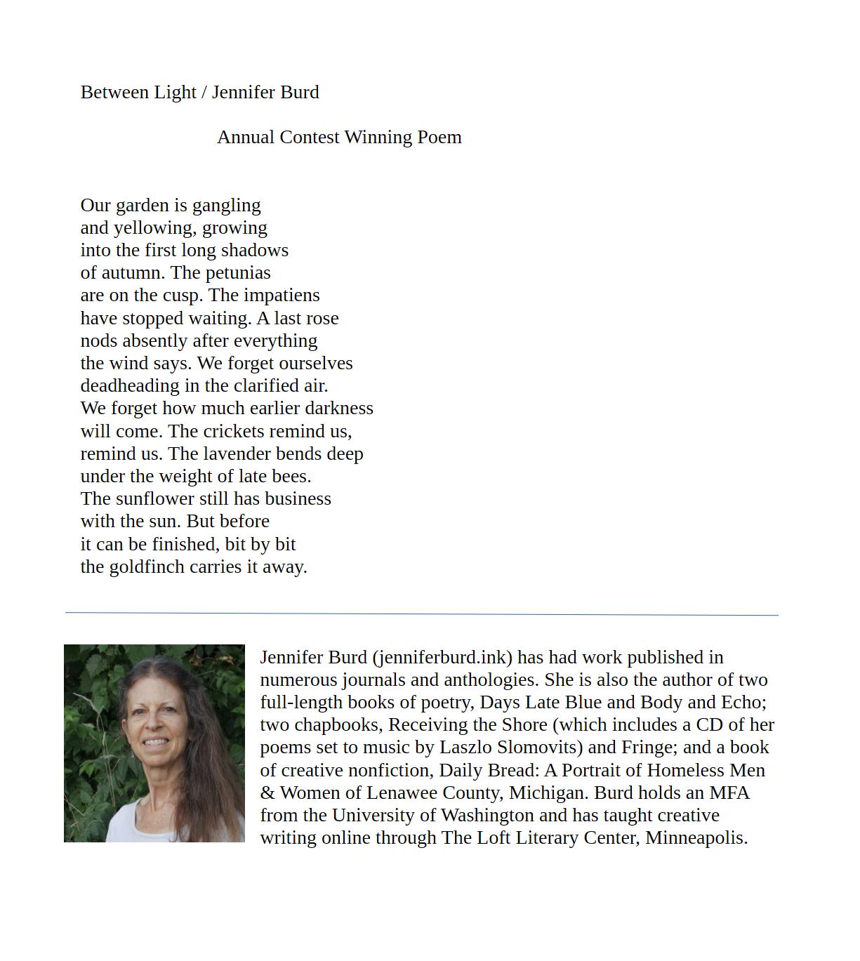 Between Light / Jennifer Burd – Third Wednesday Magazine